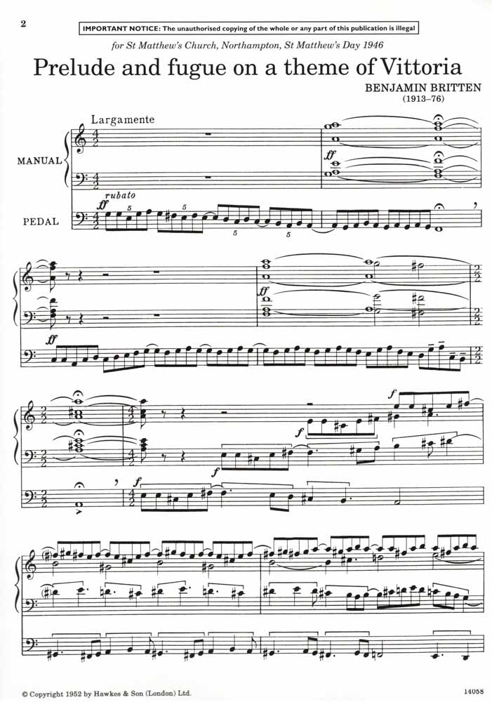 Orgelsolo Notenversand - Benjamin Britten - Works for Organ solo